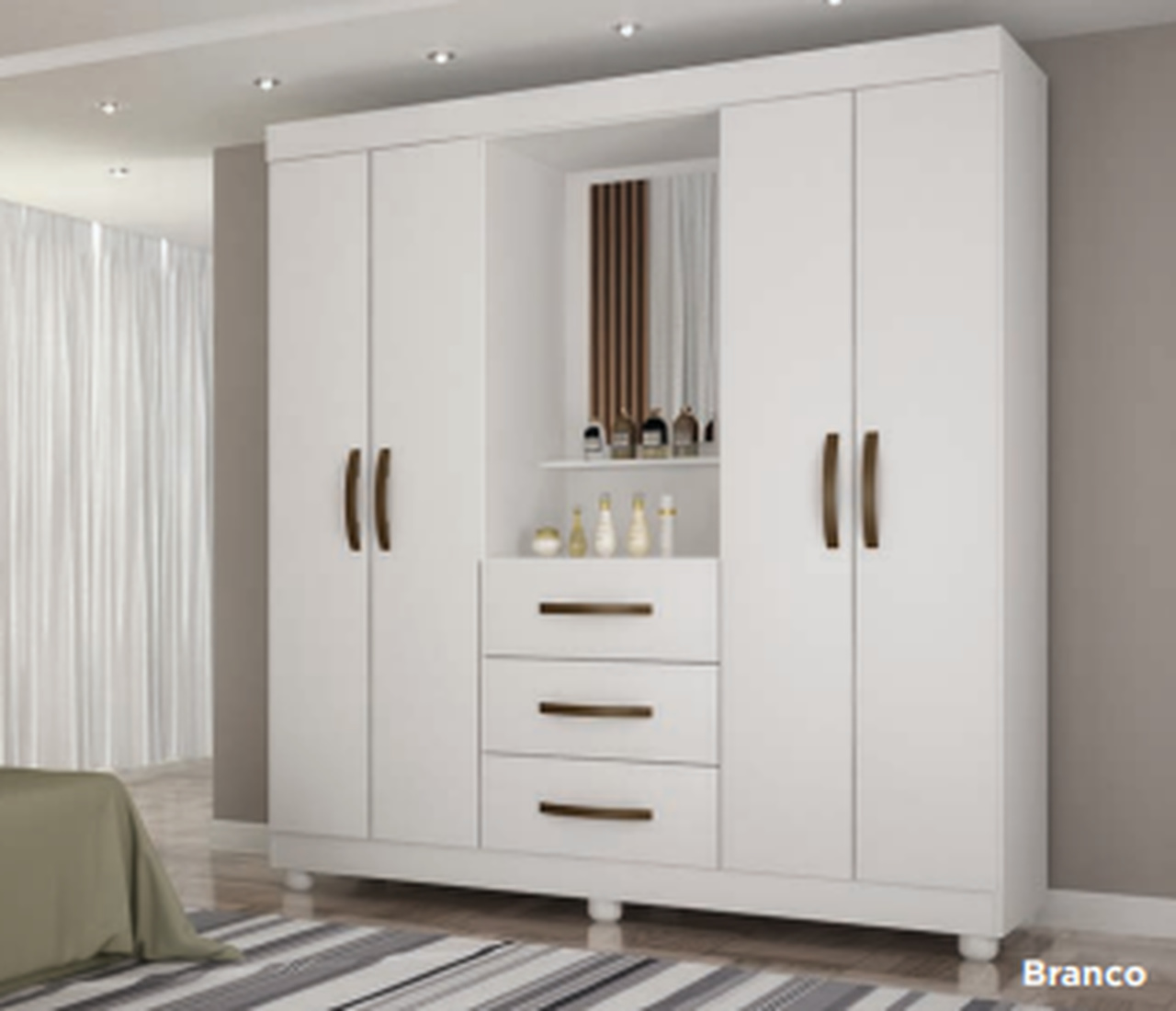ROUPEIRO 4 PTS BERLIM C/3 GAVETAS - BRANCO