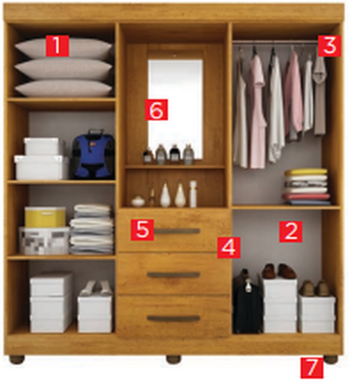 ROUPEIRO 4 PTS BERLIM C/3 GAVETAS - BRANCO